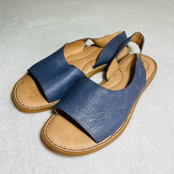 Born | Shoes | Born Blue Leather Slingback Sandals Sz 8 | Poshmark